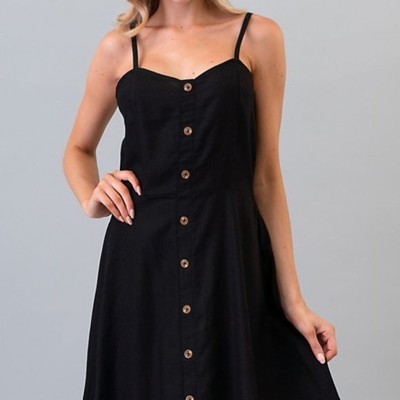 Dresses | Last 1 Black Linen Button Up Dress | Poshmark